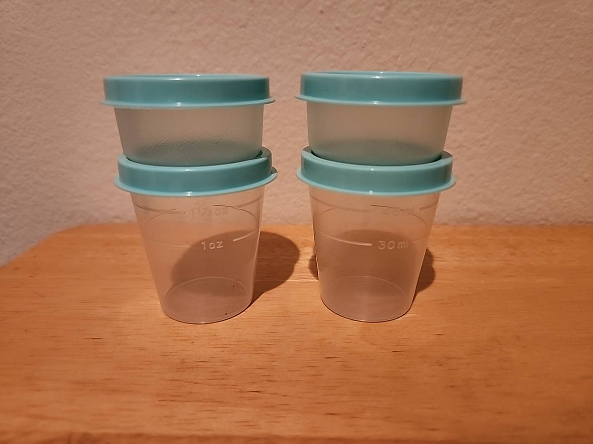 TUPPERWARE 4pc 2 TUPPER MINI MIDGETS & 2 SMIDGETS w/ AQUA TEAL SEALS N ...