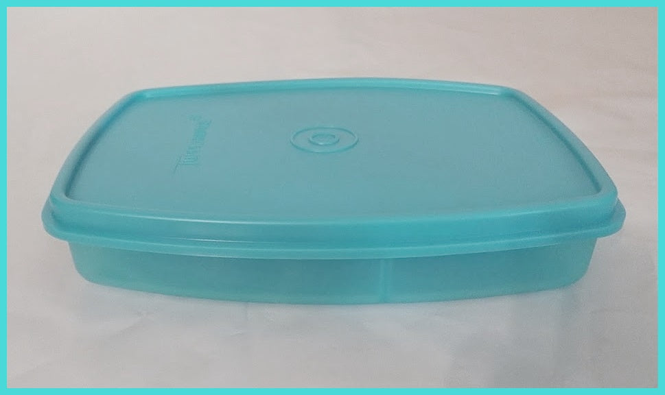 TUPPERWARE SIDE BY SIDE LUNCH-IT DIVIDED DISH / CONTAINER AQUAMARINE B ...
