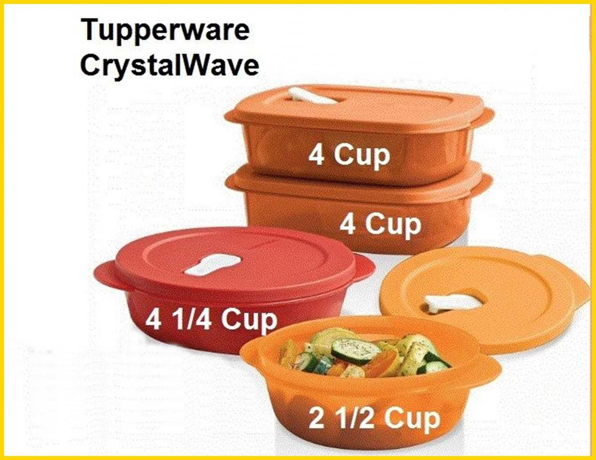 TUPPERWARE CRYSTALWAVE MICROWAVABLE 2.5-C ROUND REHEATING BOWL BUTTERN ...