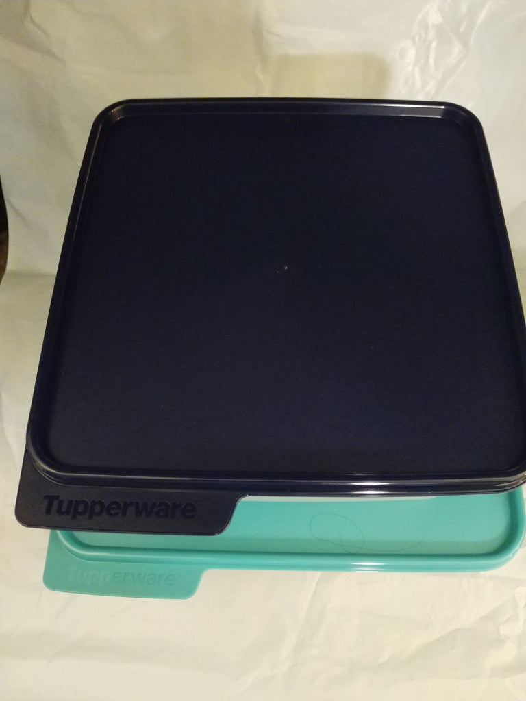 TUPPERWARE KEEP TABS 2-PIECE LARGE SQUARE NESTING STORAGE CONTAINERS w ...